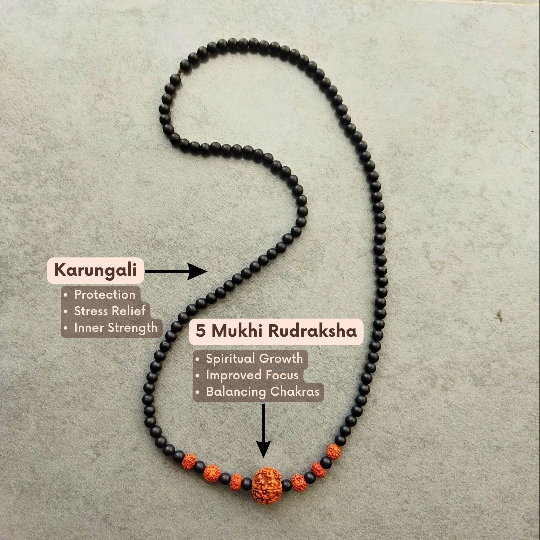 Original Rudraksha & Karungali Harmony Fusion-Use as a Mala or Bracele ...