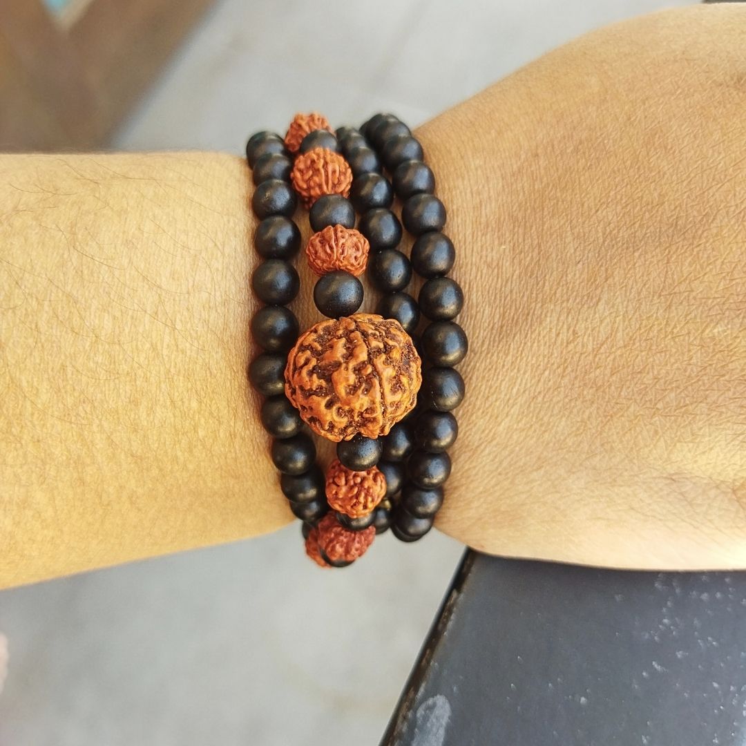 Original Rudraksha & Karungali Harmony Fusion-Use as a Mala or Bracele ...